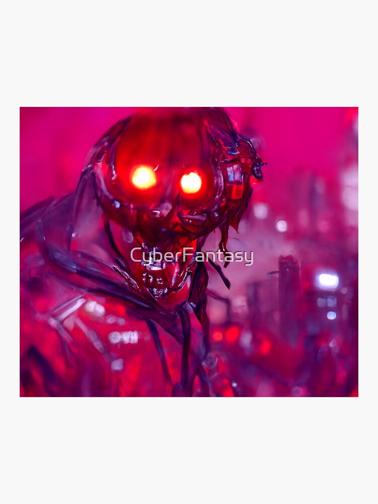 "Cyber Skull Red in Cyber Halloween " Sticker for Sale by CyberFantasy ...