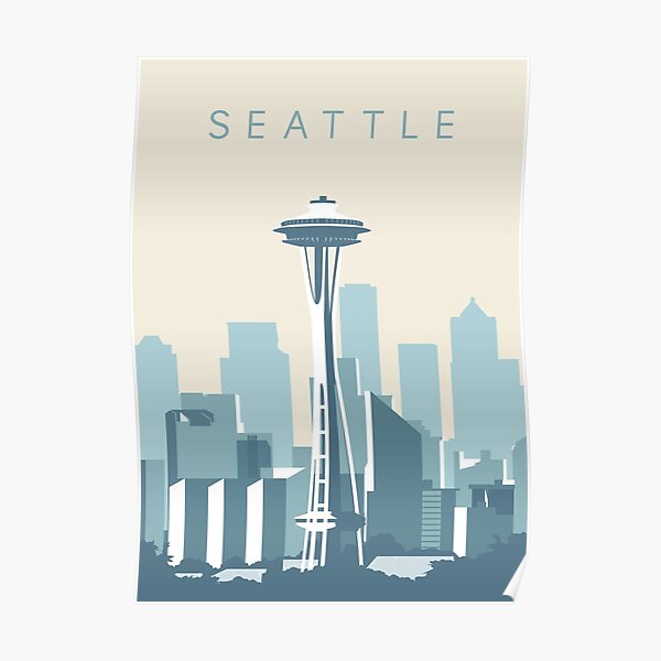 "Seattle Skyline" Poster for Sale by zakariaazis | Redbubble