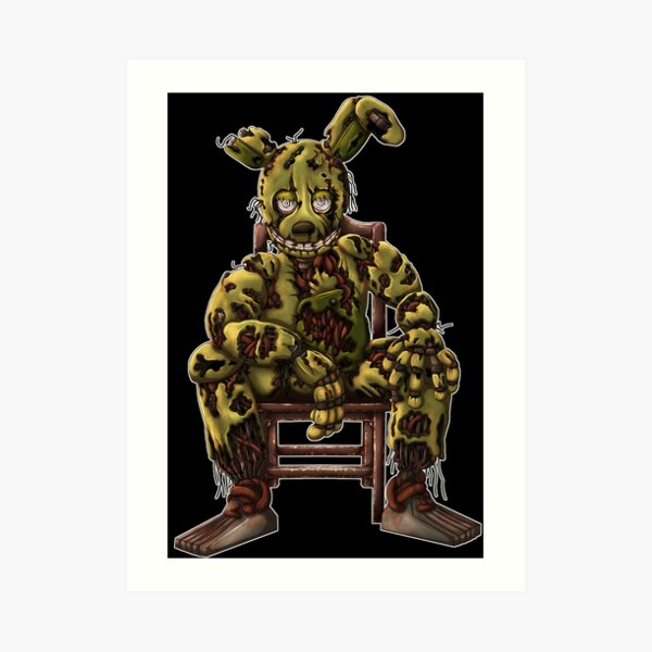 "Springtrap sat in chair (white outline)" Art Print for Sale by ...