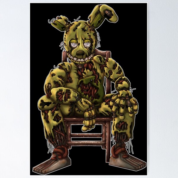 "Springtrap sat in chair (white outline)" Poster for Sale by ...
