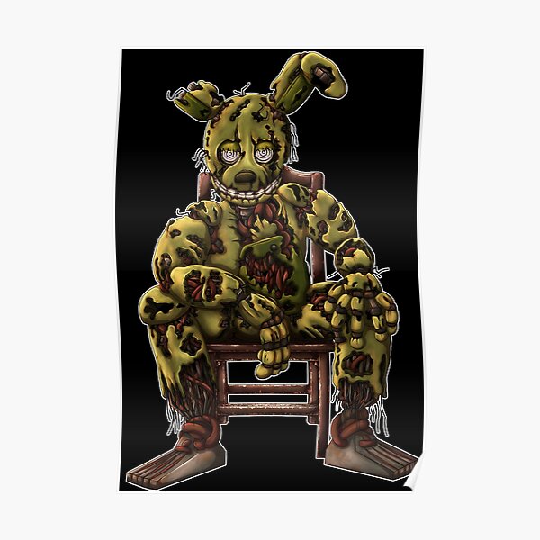 "Springtrap sat in chair (white outline)" Poster for Sale by ...