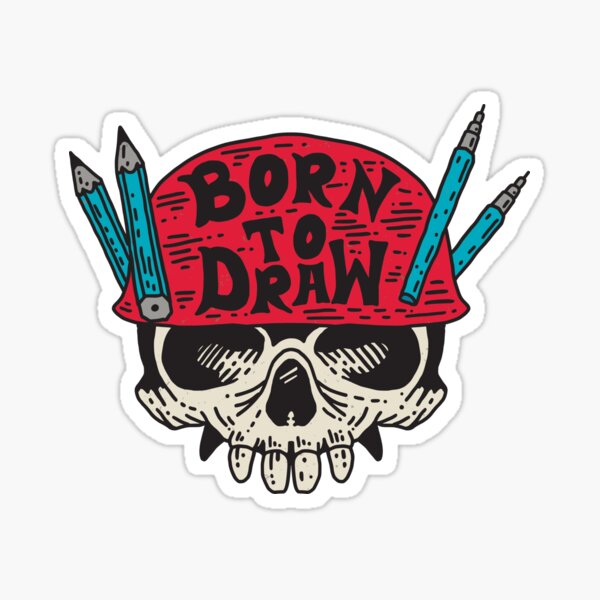 "Born To Draw Skull" Sticker for Sale by Ayian | Redbubble