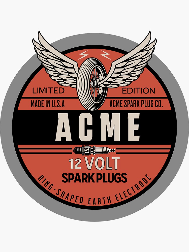 "Acme Spark Plugs - Vintage Advertising - Cool Motorcycle Helmet Or Car ...