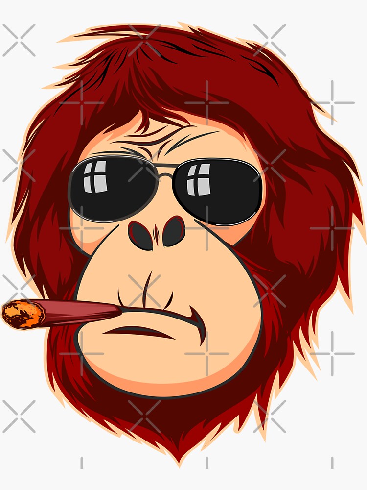 "gorilla tag monkey ape orangutan cute bape artic smoking" Sticker for ...