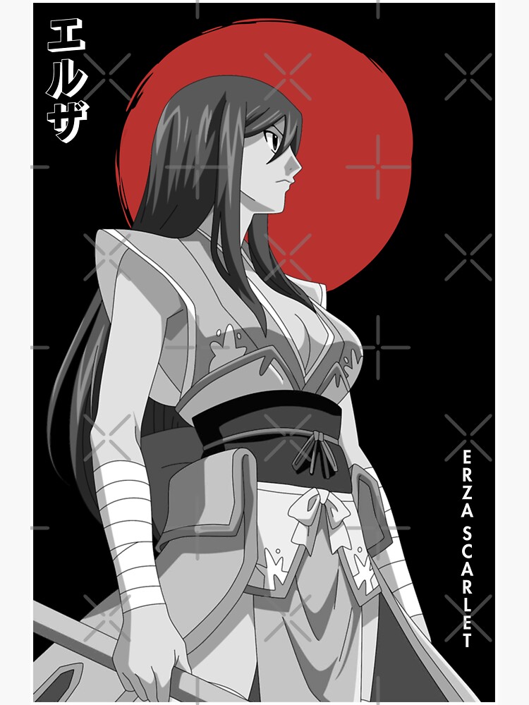 "Erza Scarlet Simple Black Red and White" Sticker for Sale by IkaXII ...