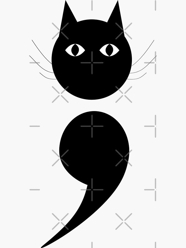 "Semicolon Cat" Sticker for Sale by AMTISM | Redbubble