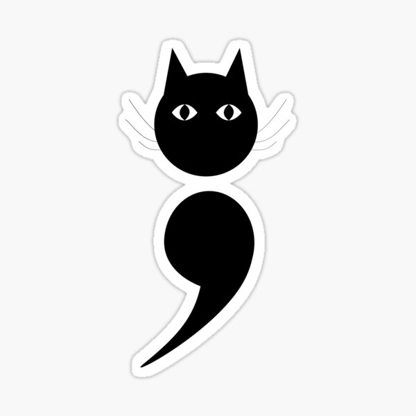 "Semicolon Cat" Sticker for Sale by AMTISM | Redbubble