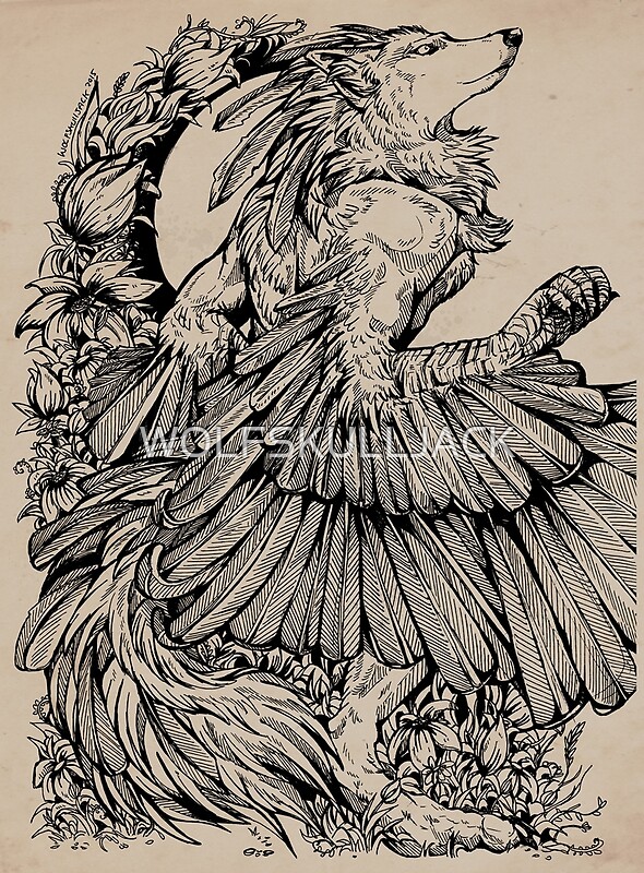 "The Winged Fox" by WOLFSKULLJACK | Redbubble