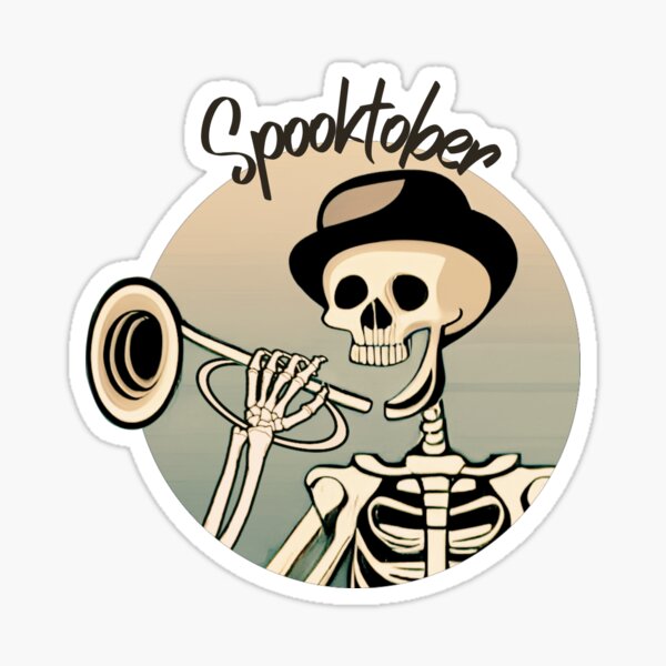 "Skeleton with a trumpet - Funny doot meme - Spooktober" Sticker for ...