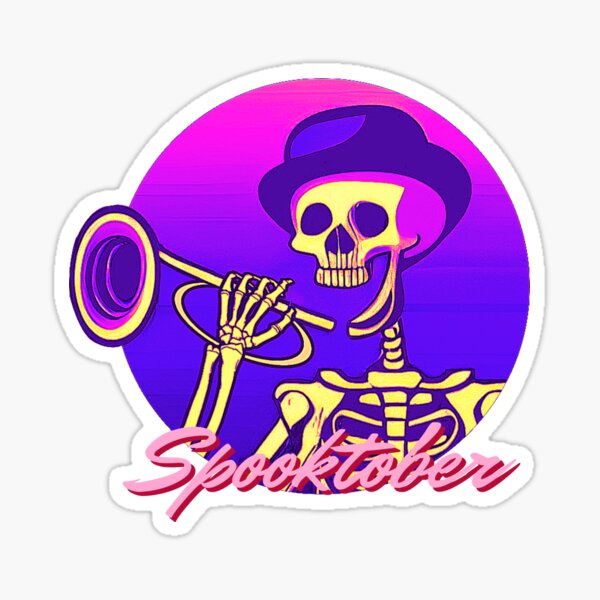 "Skeleton with a trumpet - Funny doot meme - Spooktober" Sticker for ...