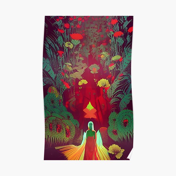 "Red Green Floral Corridor" Poster for Sale by PlacidHinds | Redbubble