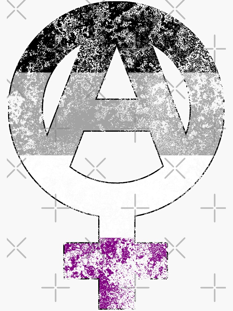 Anarcha Feminism Symbol Asexual Pride Colors Antiqued Sticker For