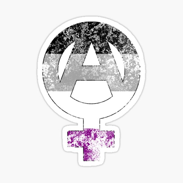 "Anarcha-Feminism Symbol--Asexual Pride Colors-Antiqued" Sticker for ...