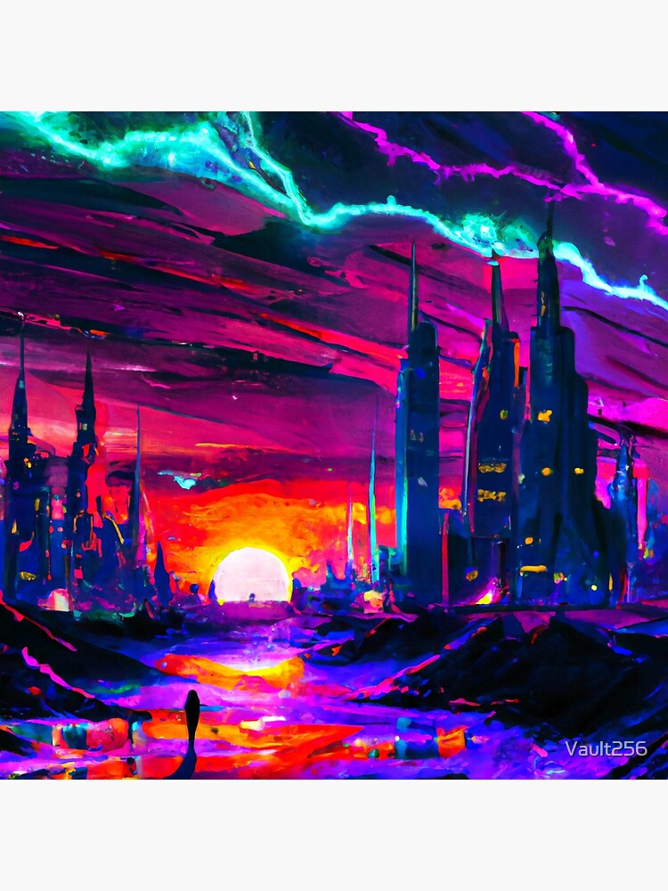 "Alien Cyberpunk City Painting - AI Generated Art" Poster for Sale by ...