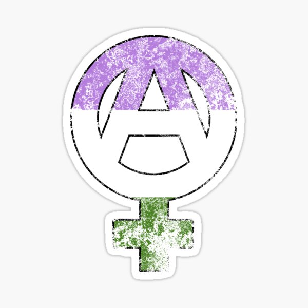 Anarcha Feminism Symbol Genderqueer Pride Colors Antiqued Sticker