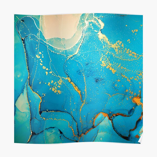 "Abstract Blue And Gold Art 2" Poster for Sale by ANZI-Shop | Redbubble