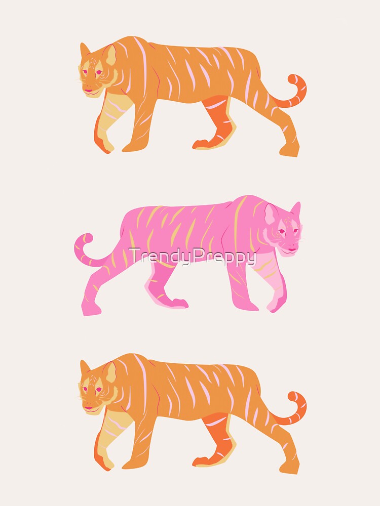 "Tiger art Pink and orange Colorful Preppy aesthetic" Sticker for Sale ...