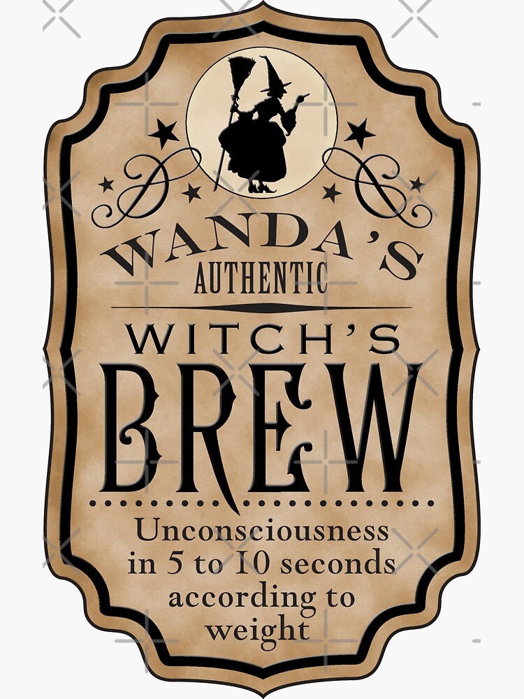 "Witch's Brew Halloween potions label colour" Sticker for Sale by ...