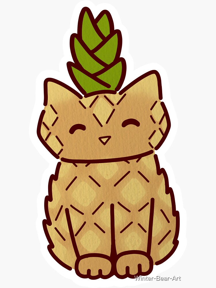 "Pineapple Kitty" Sticker for Sale by Winter-Bear-Art | Redbubble
