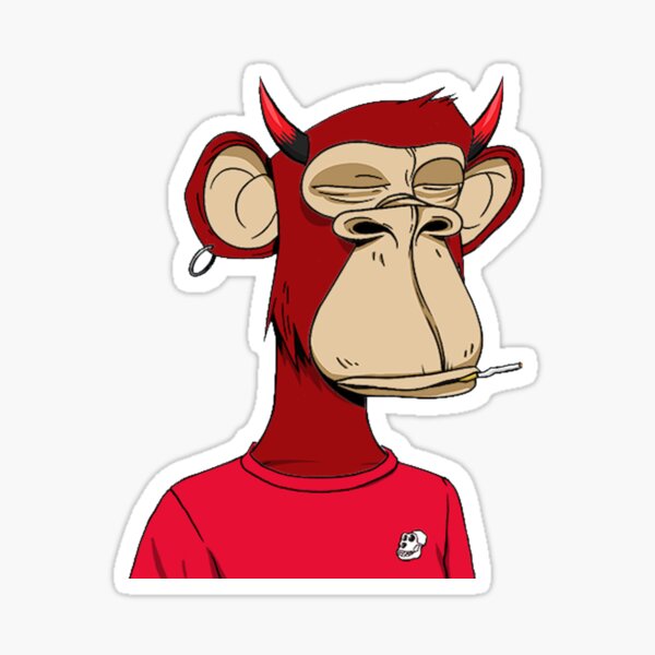 Pegatina «Mono NFT en rojo como diablo chico del infierno Bored Ape ...