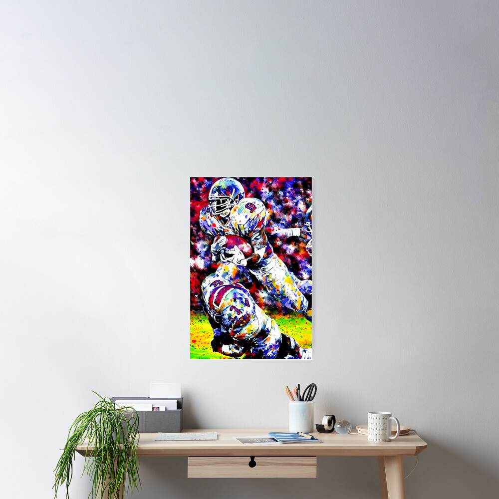 "American football, paint splatter expressionism, quarterback sack ...