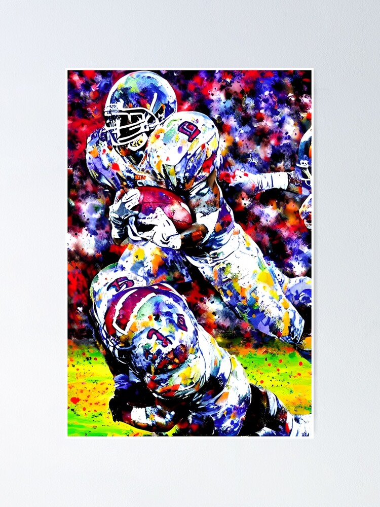 "American football, paint splatter expressionism, quarterback sack ...