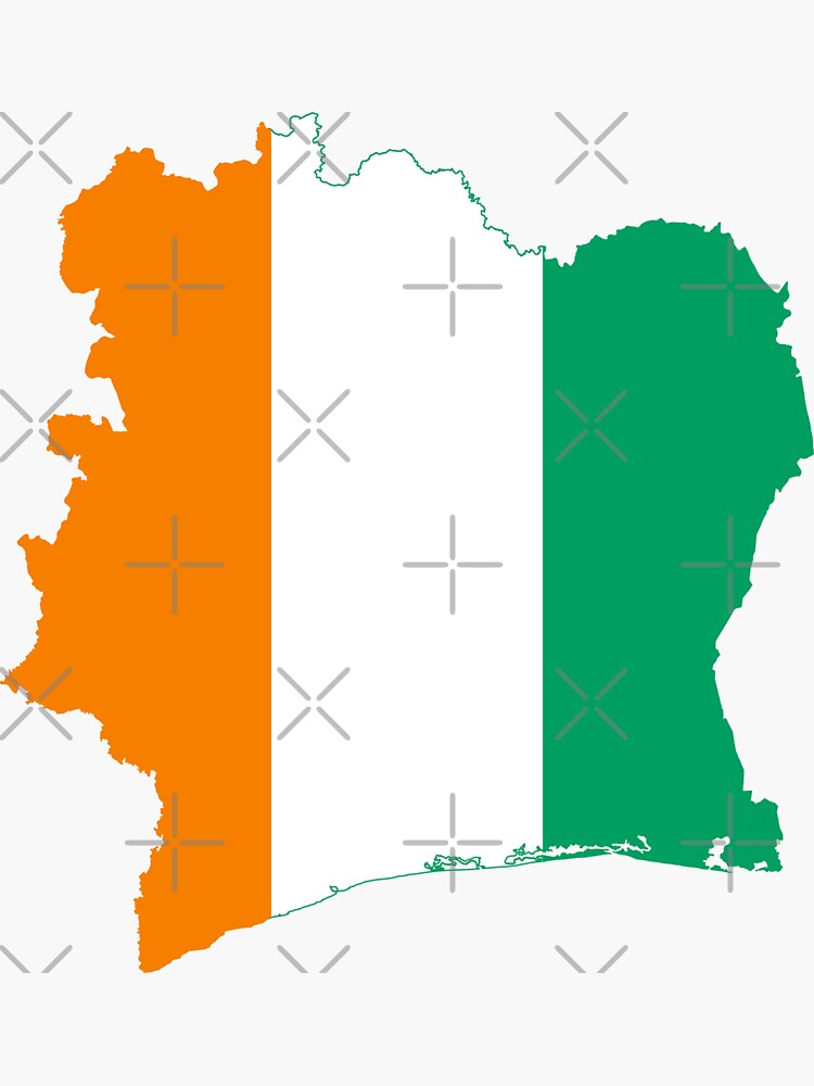"Flag Map of Ivory Coast" Sticker for Sale by mo91 | Redbubble