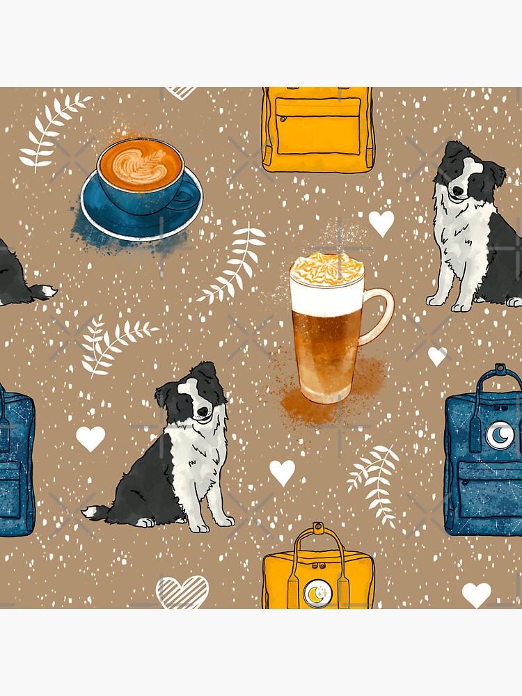 "Border Collie Pattern Coffee Latte Macchiato Cappuccino Backpack ...