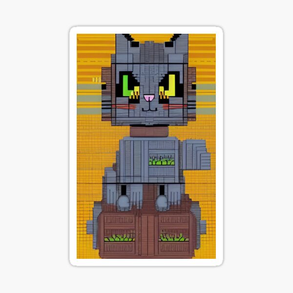 "8 Bit Video Game Cat - 8 Bit Cat Art Pattern" Sticker for Sale by ...
