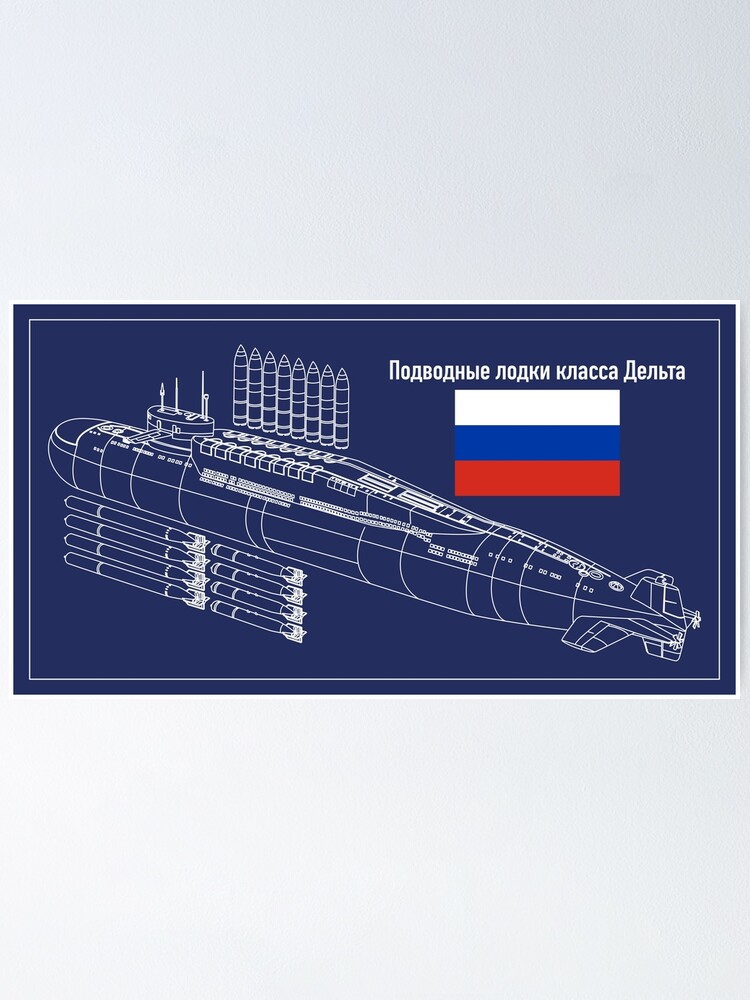 "Russian Delta Class Submarine Blueprint Diagram Infographic Flag Gift ...