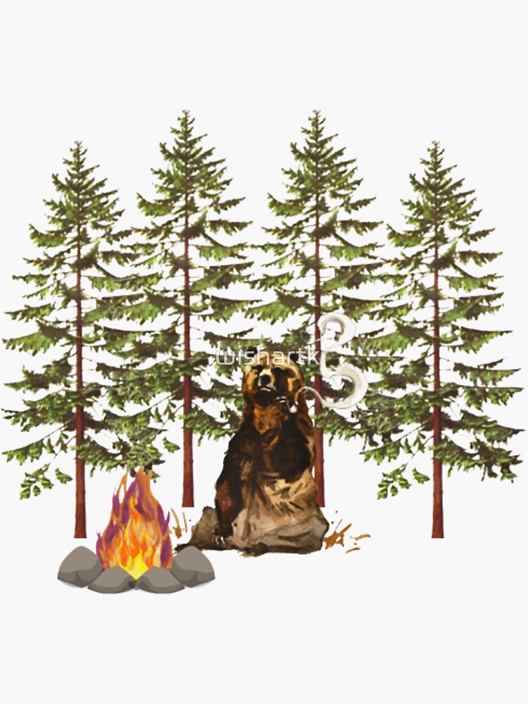 "Campfire Bear" Sticker for Sale by wishartk | Redbubble