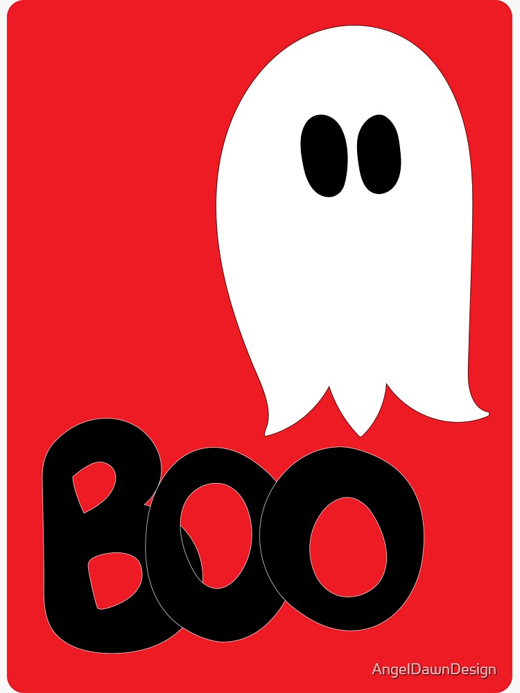"Cute ghost cartoon with BOO text red frame" Sticker for Sale by ...