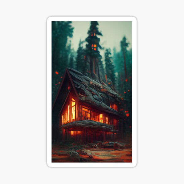 "Magical forest cabin" Sticker for Sale by EarthandEase | Redbubble
