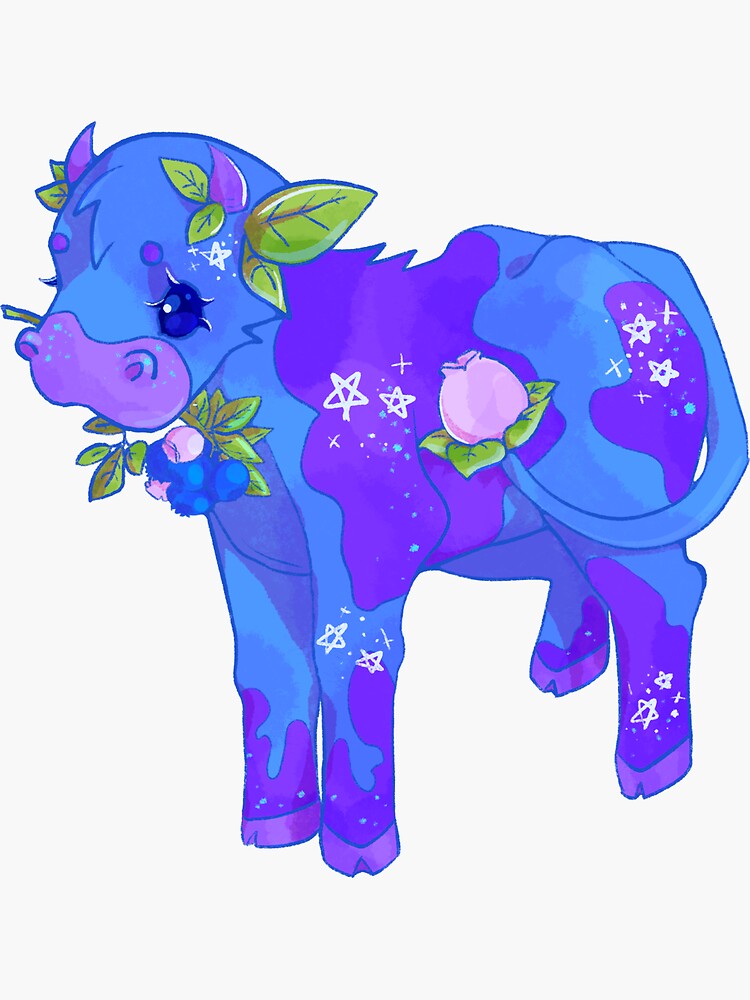 "Blueberry Cow (Mooberry)" Sticker for Sale by JovianJester | Redbubble