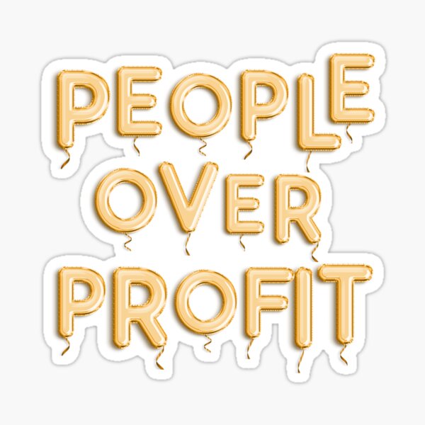 "gold balloon letters_people over profit" Sticker for Sale by quinnhopp ...