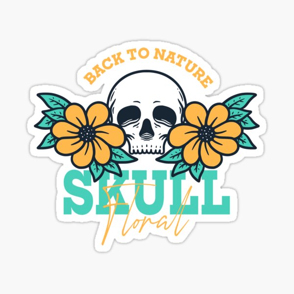 "Nature Skull Floral Illustration" Sticker for Sale by rukurustudio ...