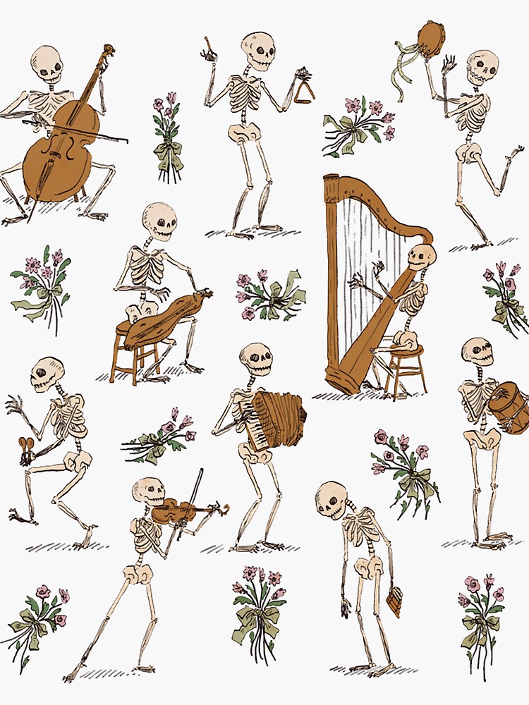 "Skeleton orchestra" Sticker for Sale by Lilianiggins | Redbubble