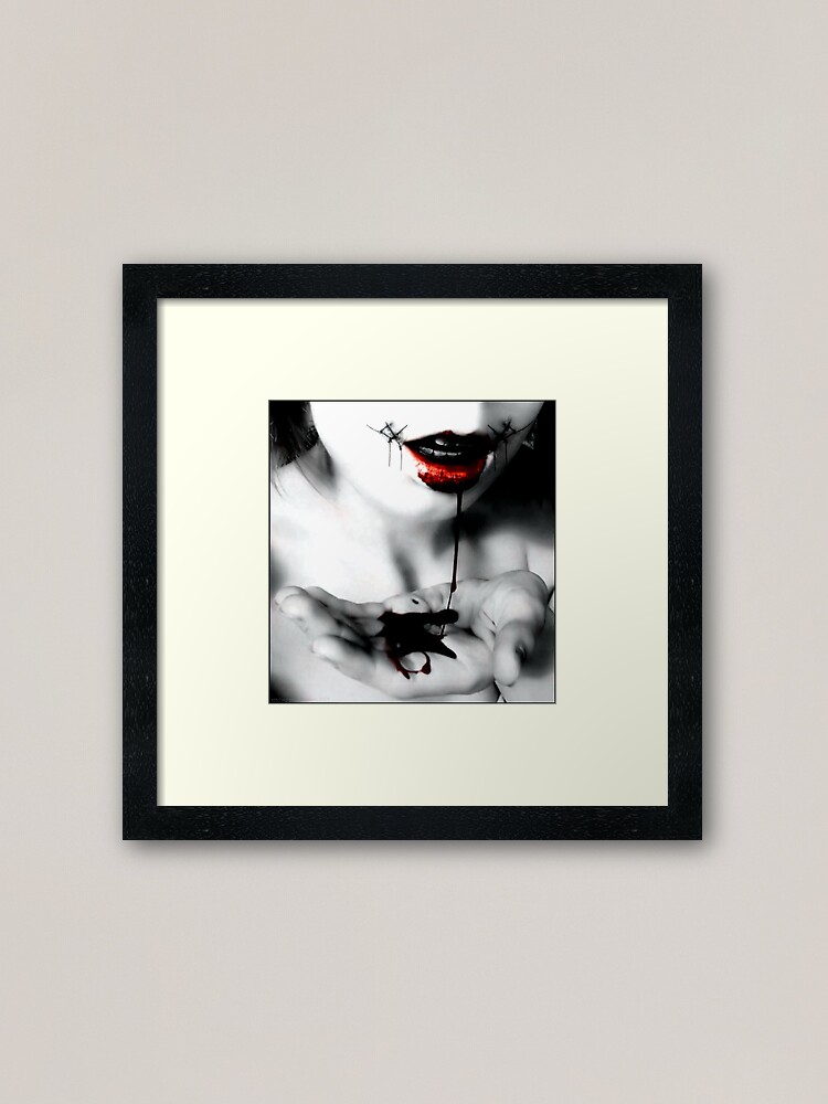 "Stitched Smile " Framed Art Print for Sale by amptone | Redbubble