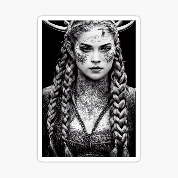 Pegatina «Doncella escudera vikinga tatuada - Vikingo #3» de ...