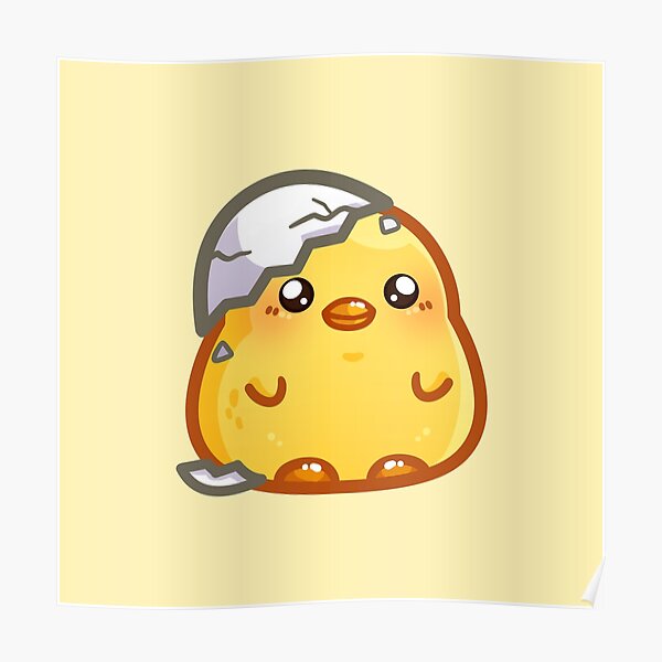"Cute chibi chick with an eggshell hat" Poster for Sale by Meow-Studio ...