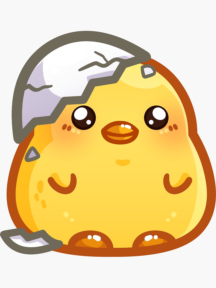 "Cute chibi chick with an eggshell hat" Sticker for Sale by Meow-Studio ...
