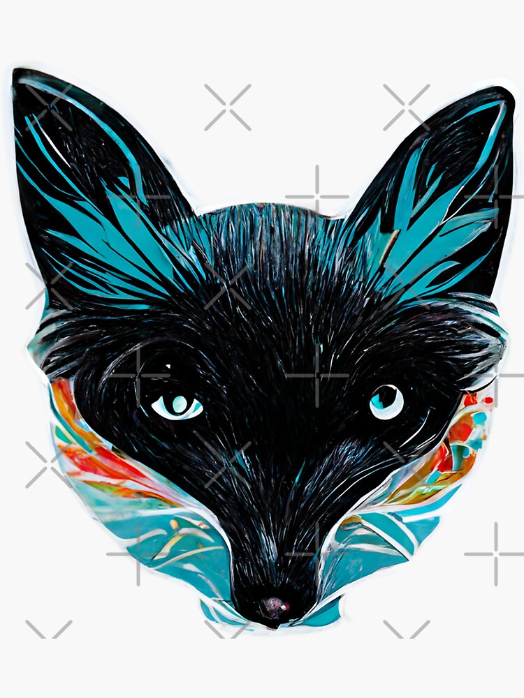 "Black, turquoise, red fox" Sticker for Sale by turquoisethings | Redbubble