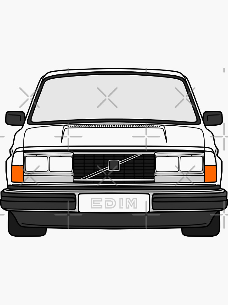 "Volvo 240 USA Front white color" Sticker for Sale by EdimDesign ...