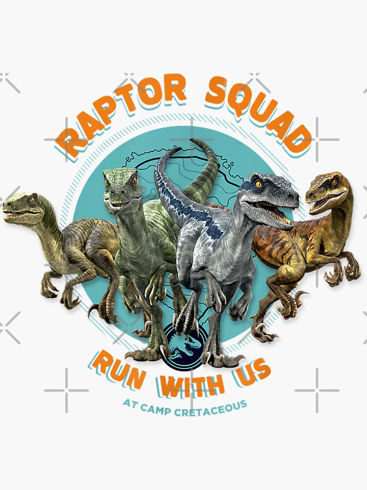 "Camp Cretaceous Raptor Squad Run With Us" Sticker for Sale by ...