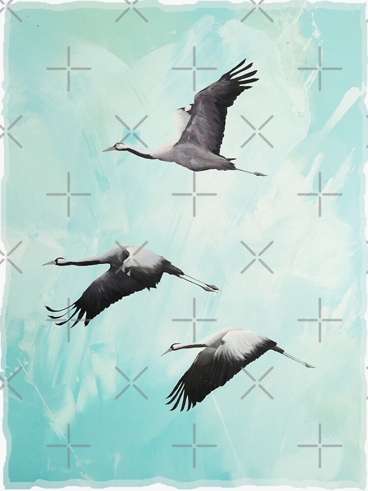 "Flying cranes in the blue sky " Sticker for Sale by JoannaPol | Redbubble
