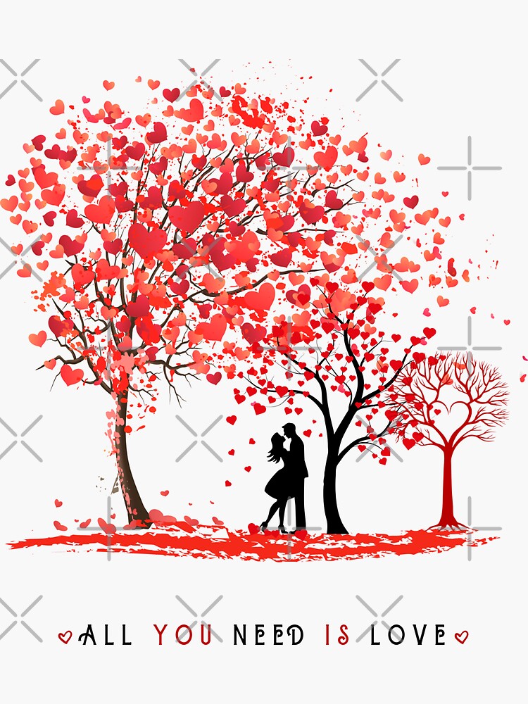 "Black and red cute love tree" Sticker for Sale by Domi2410 | Redbubble