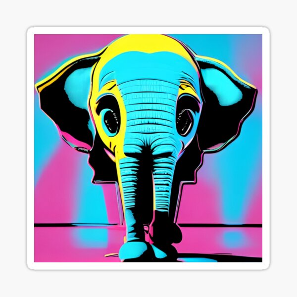 "Rare Elephant on pink and blue backgrounds" Sticker for Sale by drzart ...
