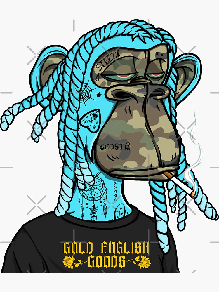 Pegatina «mono nft en azul como travis scott Bored Ape Yacht Club» de ...