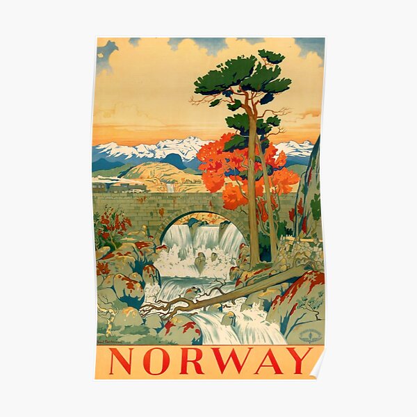 "Norway Vintage Travel Poster | Norwegian Tourism Art Poster | Norway ...
