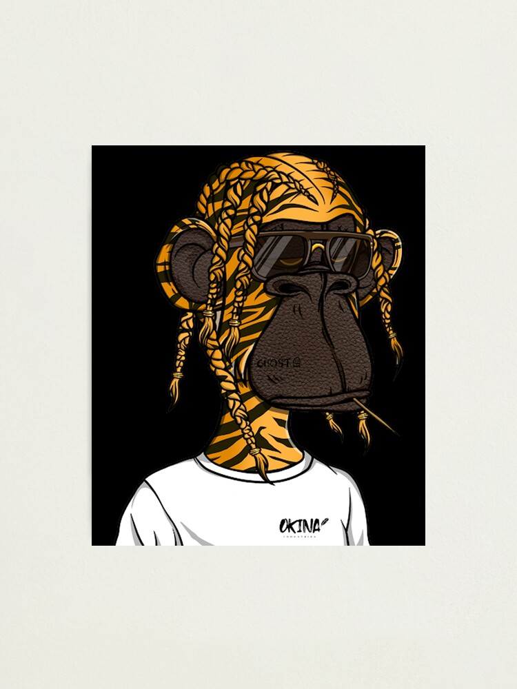 Lámina fotográfica «Mono NFT en amarillo como travis scott Bored Ape ...